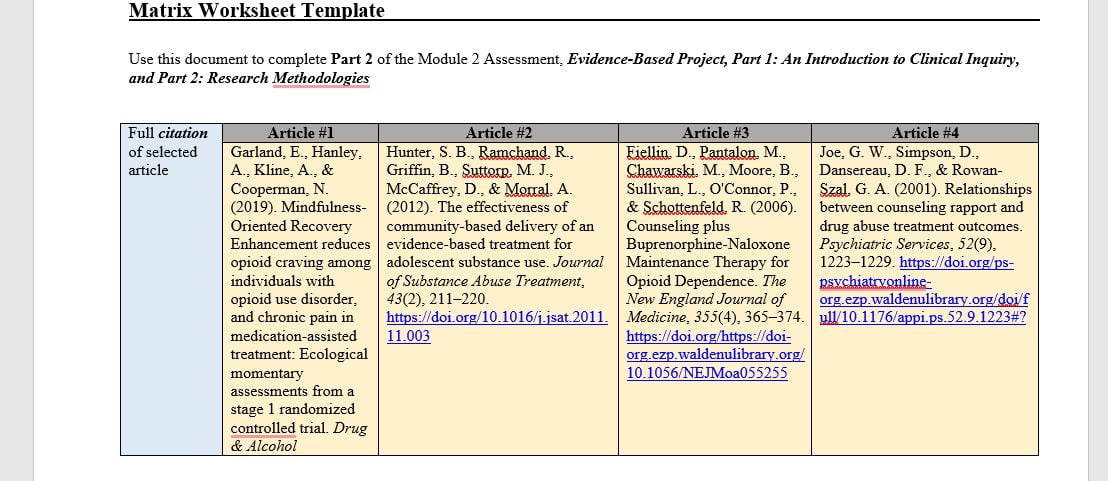 (Solution) NURS 6052 Week 2 Assignment; Evidence-Based Project, Part 1 ...