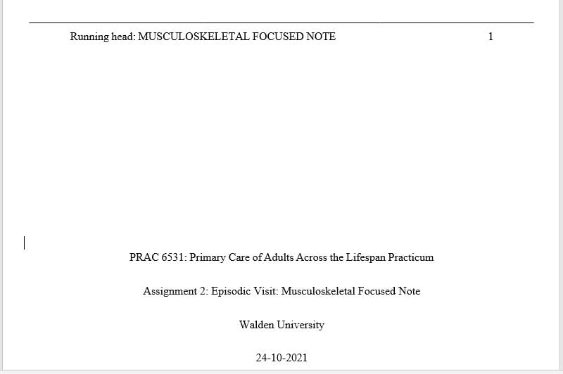 (Solution) PRAC 6531 Week 9 Assignment 2; Episodic Visit ... (Solution) PRAC 6531 Week 9 Assignment 2; Episodic Visit ...