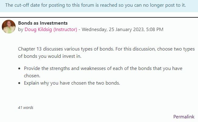 (Solution) BUS 1102 Discussion 7 Bonds as Investments - Scholarly Guider (Solution) BUS 1102 Discussion 7 Bonds as Investments - Scholarly Guider