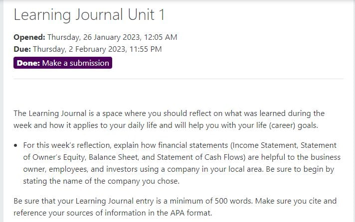 (Solution) BUS 1102 Learning Journal Unit 1 - Scholarly Guider