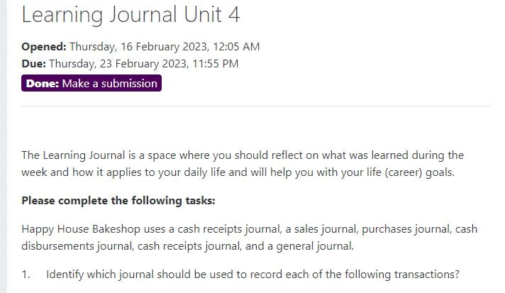 (Solution) BUS 1102 Learning Journal Unit 4 -Accounting - Scholarly Guider (Solution) BUS 1102 Learning Journal Unit 4 -Accounting - Scholarly Guider