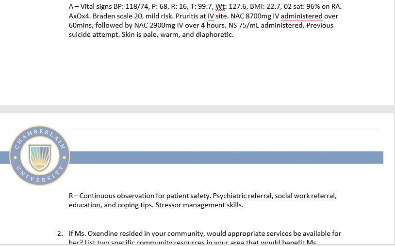 [Answered] NR305 -Week 6 Assignment: Mental Health Assessment: Amka ...
