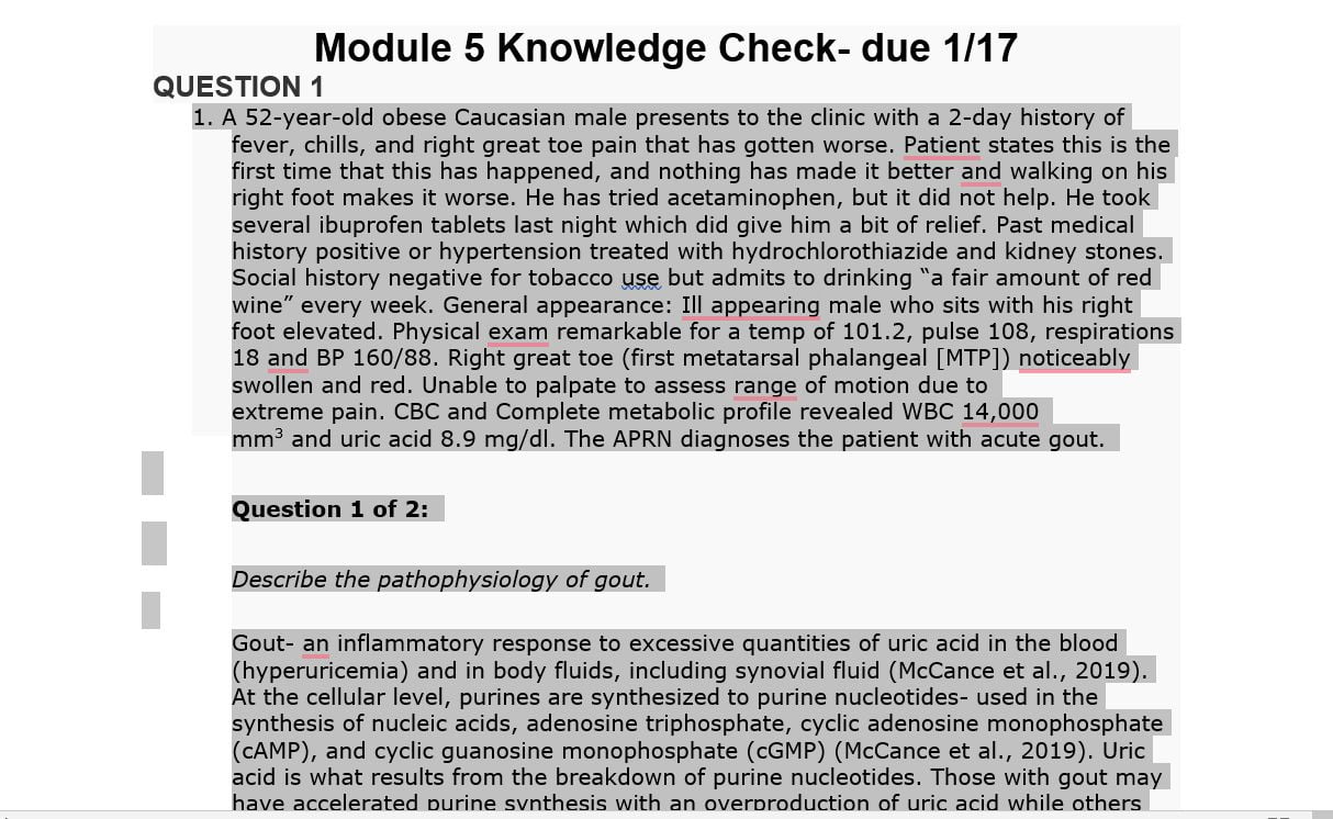 (Answered) NURS 6501 Week 7 Knowledge Check; Neurological and Musculoskeletal Disorders ...