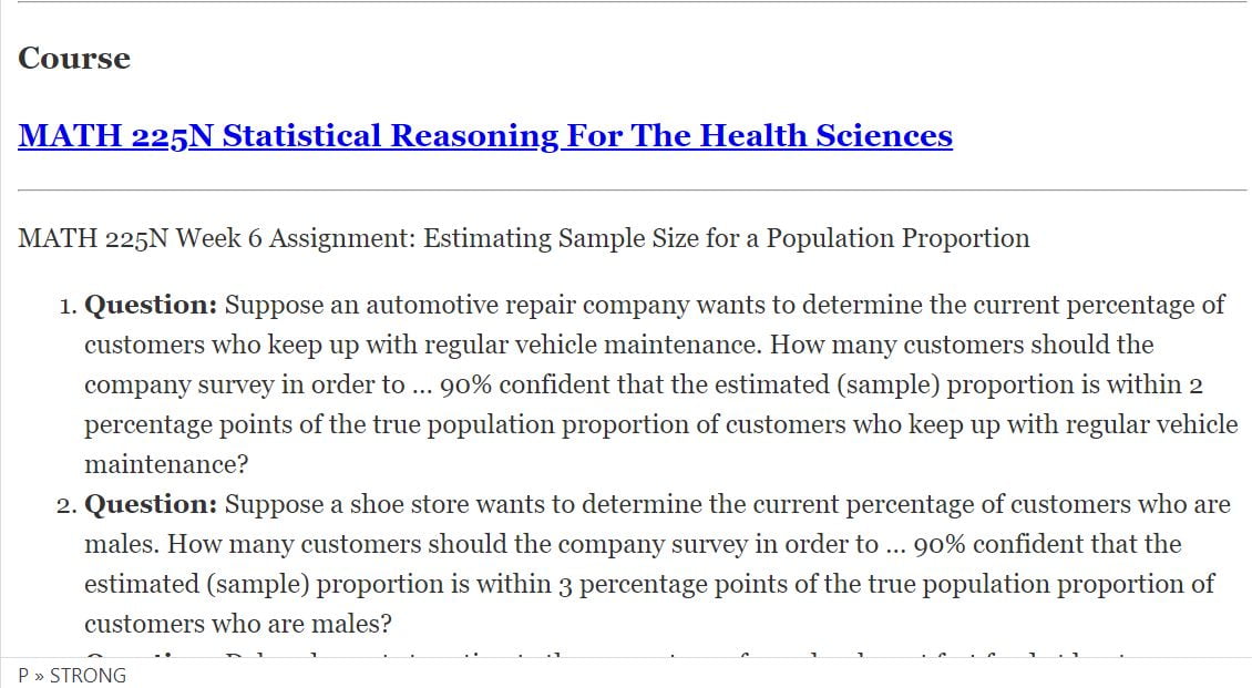 [Answered] MATH 225N Week 6 Assignment: Estimating Sample Size for a ...