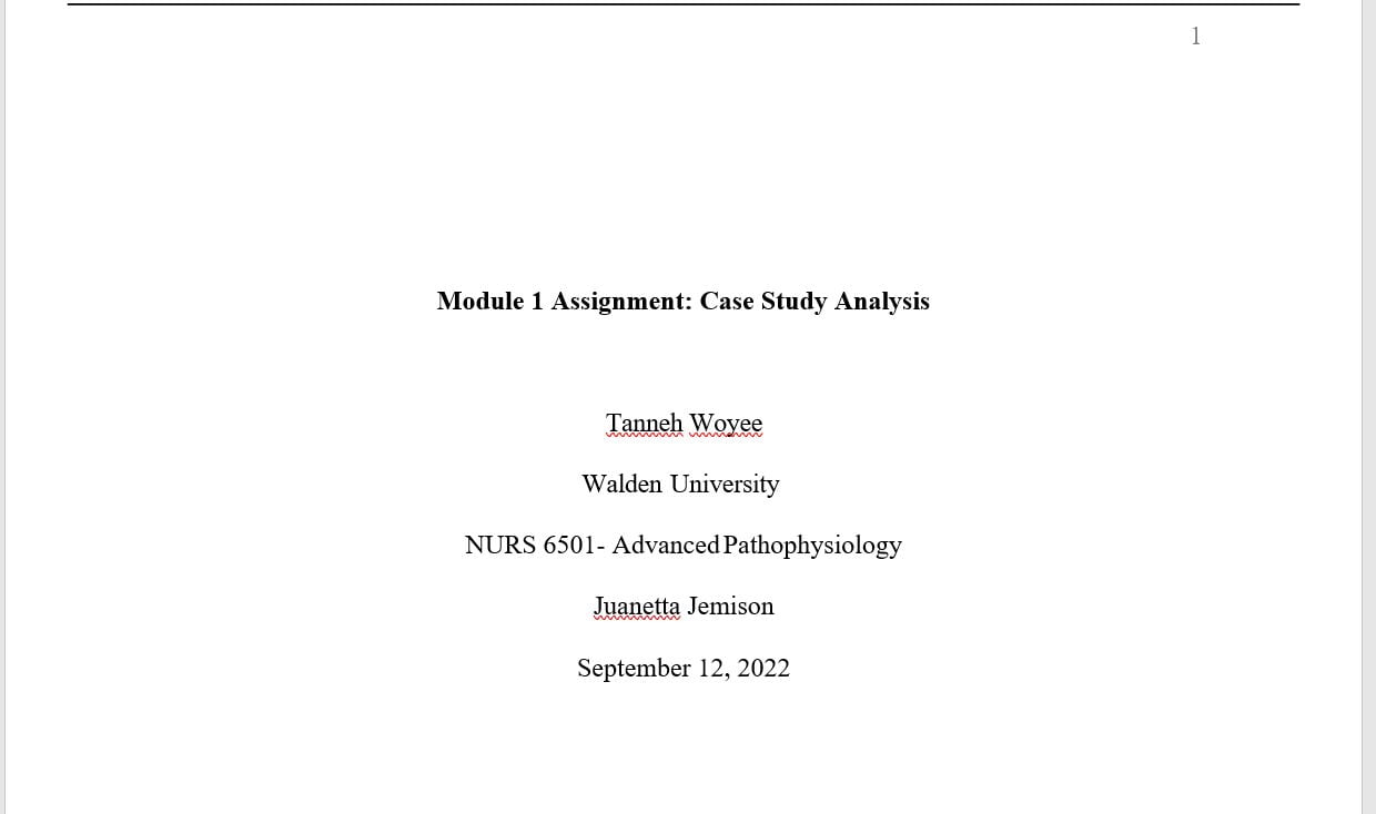 (Answered) NURS 6501 Module 1 Assignment: Week 2 Case Study Analysis ... (Answered) NURS 6501 Module 1 Assignment: Week 2 Case Study Analysis ...