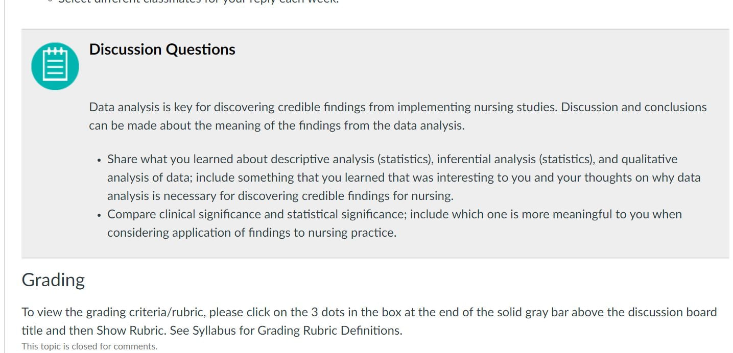 (Solution) NR439 Week 6 Discussion: Data Analysis and Results (graded ... (Solution) NR439 Week 6 Discussion: Data Analysis and Results (graded ...