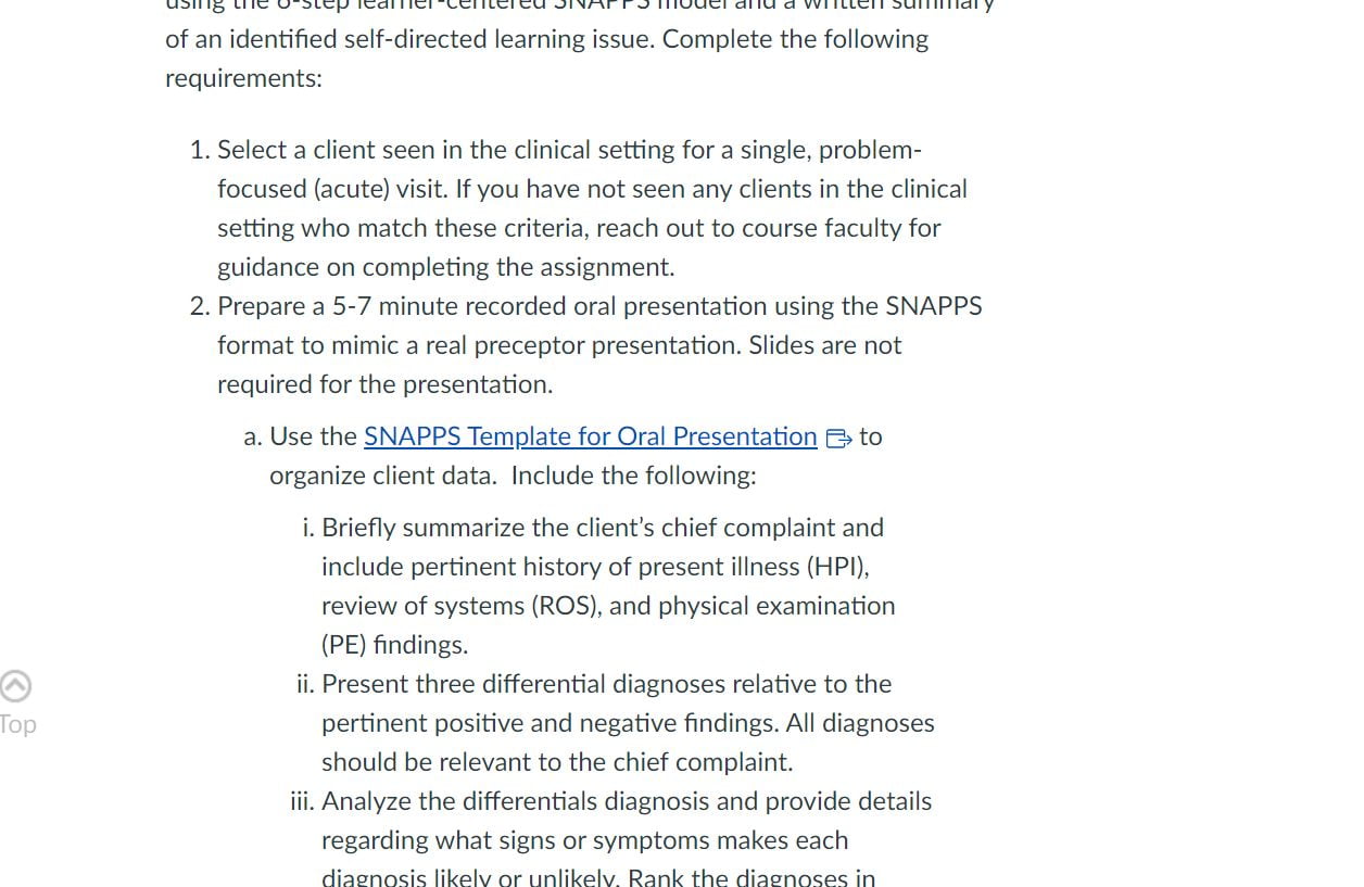 (Solution) NR511 Week 3 Assignment: SNAPPS Presentation - Scholarly Guider