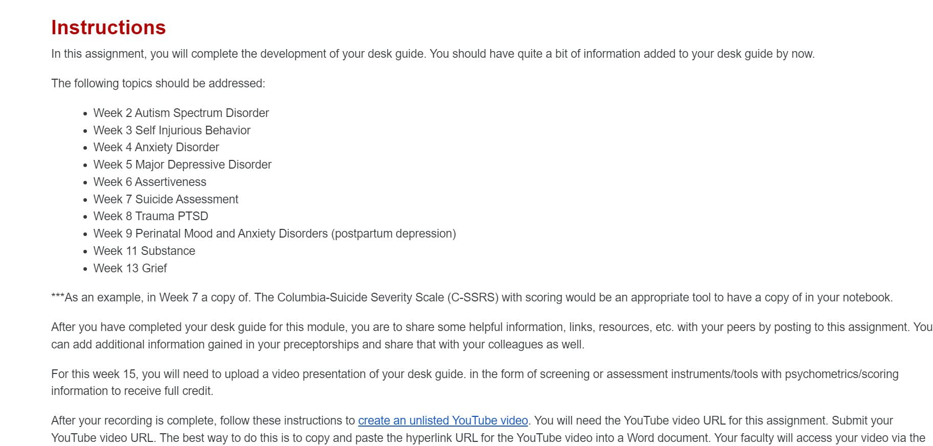 (Solution) NU-643 Week 15 Assignment 2: Final Desk Guide and Video ...