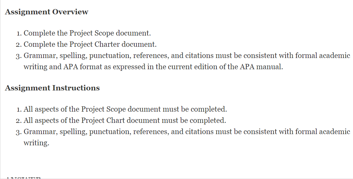 ANSWER: NR631 Week 3: Project Scope and Charter - Scholarly Guider