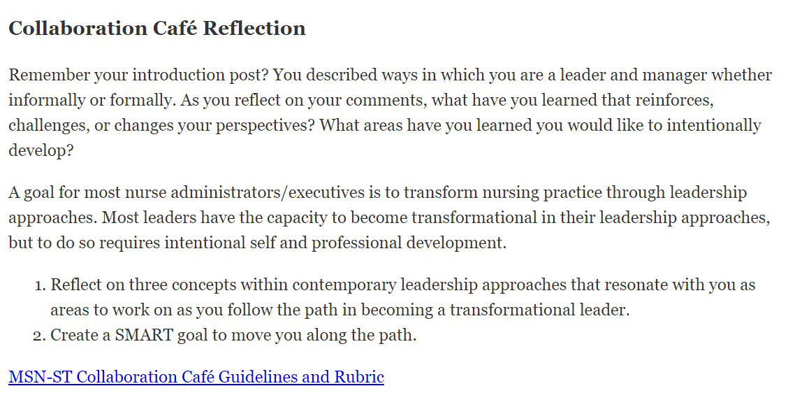 SOLUTION; NR532 Week 8: Collaboration Café Reflection: Contemporary ...