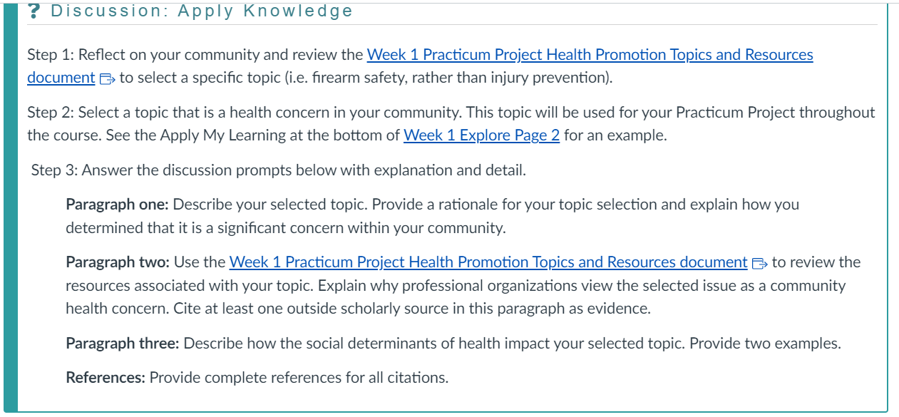 (Answered) NR436 Week 1 Practicum Project Discussion: Selection of ... (Answered) NR436 Week 1 Practicum Project Discussion: Selection of ...