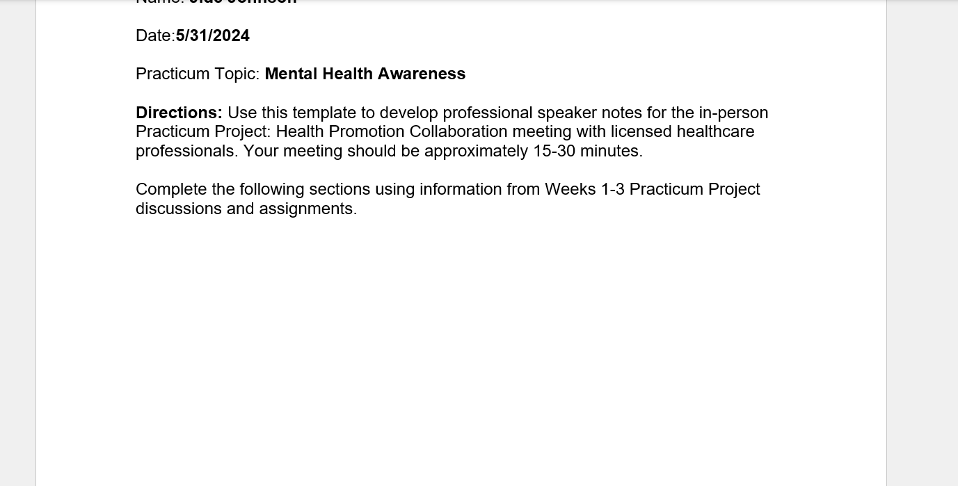 (Answered) NR436 Week 4 Practicum Project Assignment: Health Promotion ... (Answered) NR436 Week 4 Practicum Project Assignment: Health Promotion ...