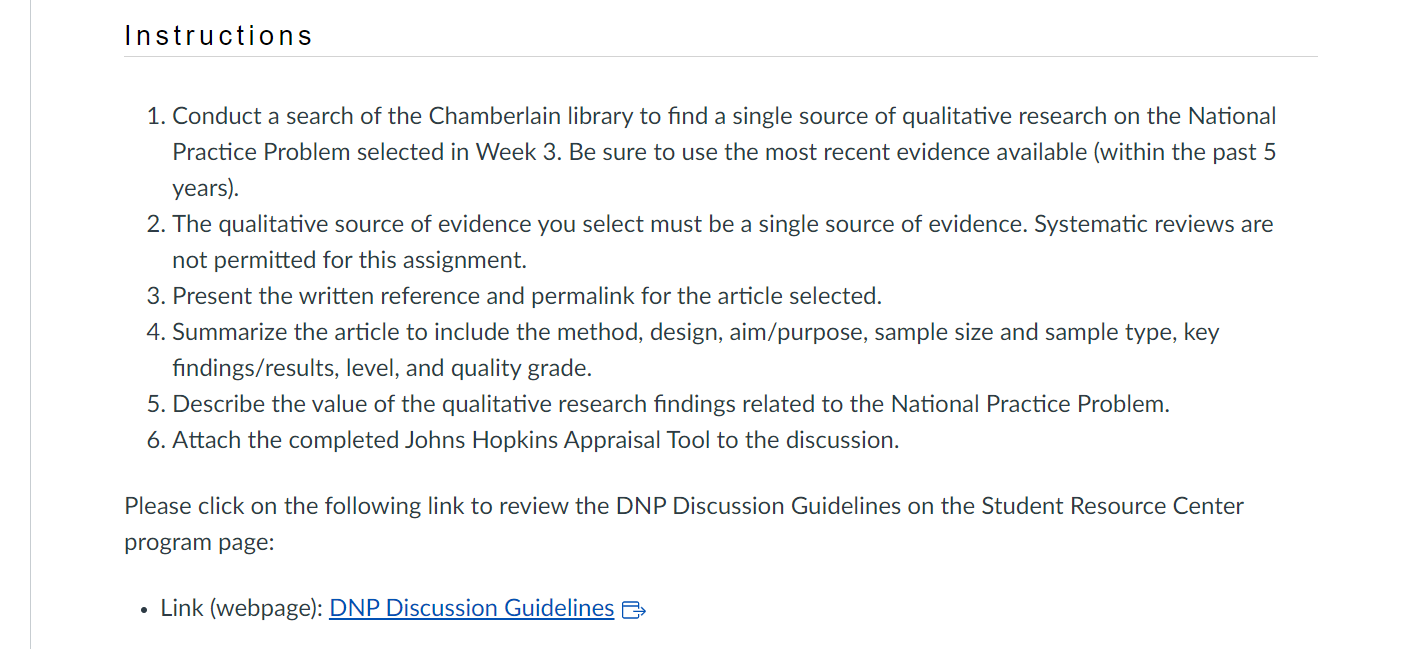 (Solved) NR715 Week 4: Discussion | Qualitative Article Critique - Scholarly Guider