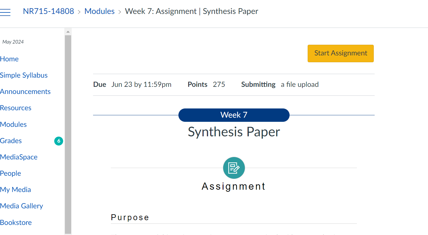 (Solved) NR715 Week 7: Assignment | Synthesis Paper - Scholarly Guider