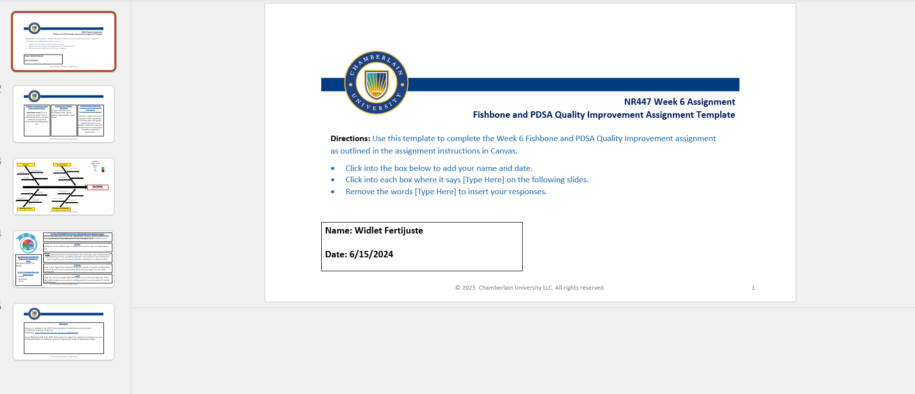 (Solution) NR447 Week 6 Assignment: Fishbone and PDSA Quality Improvement - Scholarly Guider