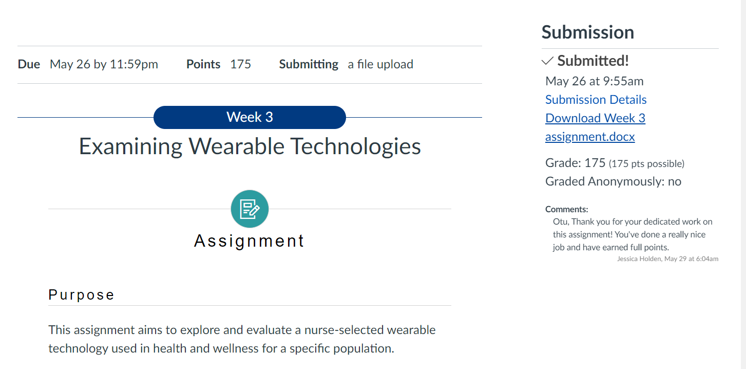 (Answered) NR361 Week 3 Assignment: Examining Wearable Technologies - Scholarly Guider