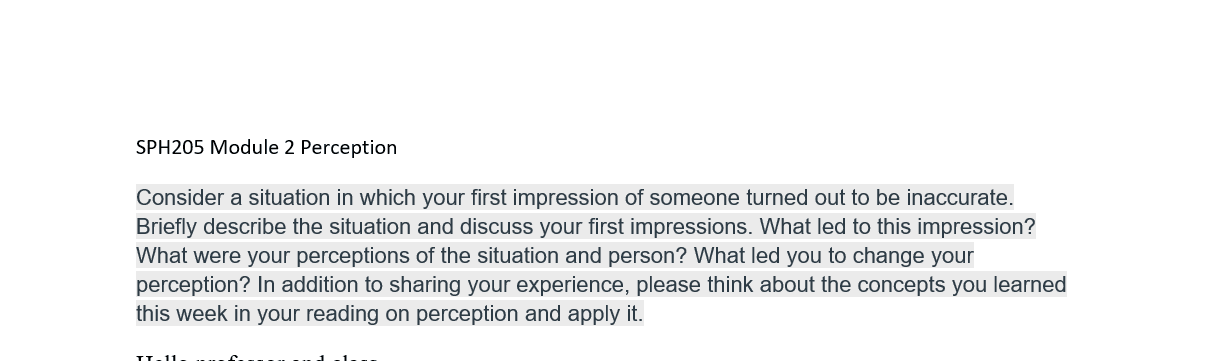 Solution Sph205 Module 2 Perception Scholarly Guider